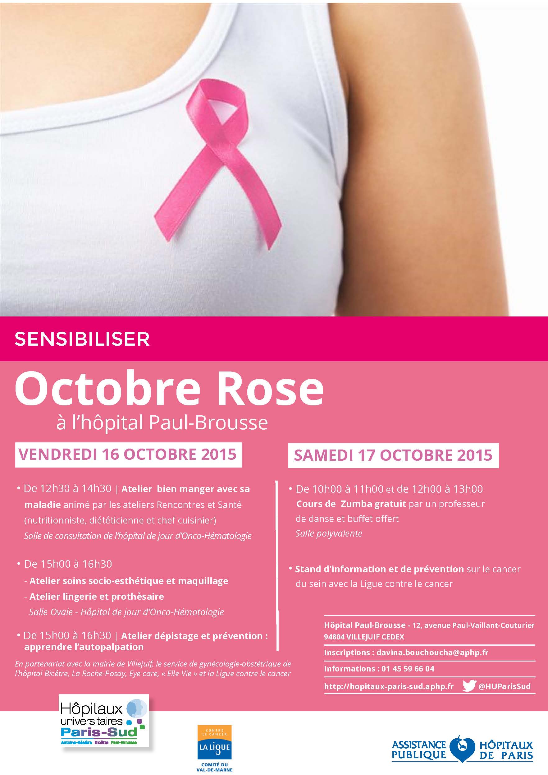 Affiche Octobre Rose 16 octobre 2015 | Hôpital Paul-Brousse